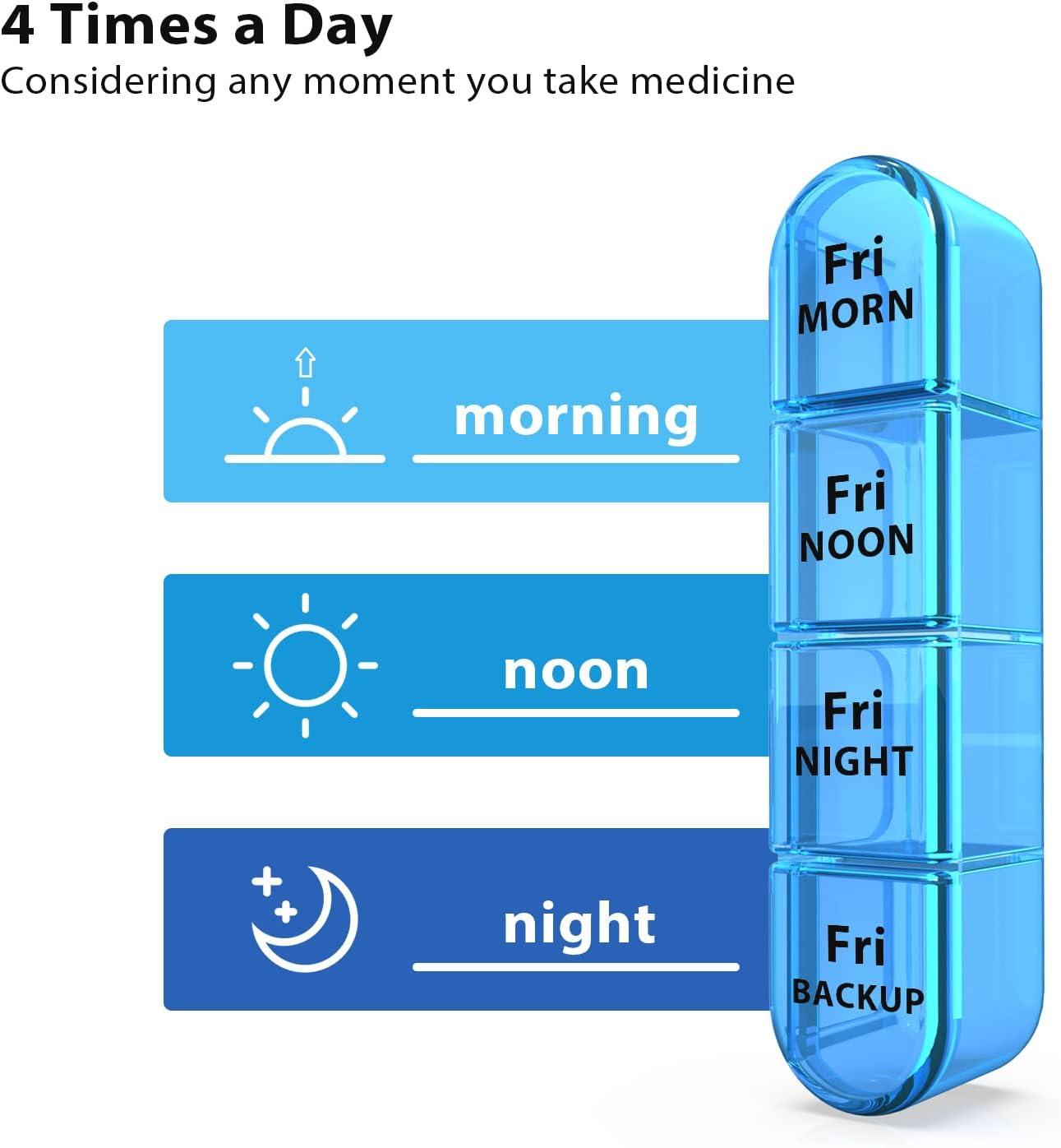 Pill Box 4 Times a Day Betife Weekly 7 Day Tablet Organiser ...