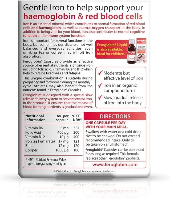 Feroglobin Vitabiotics Organic Vitamin & Mineral Capsules 30ct | Buy ...