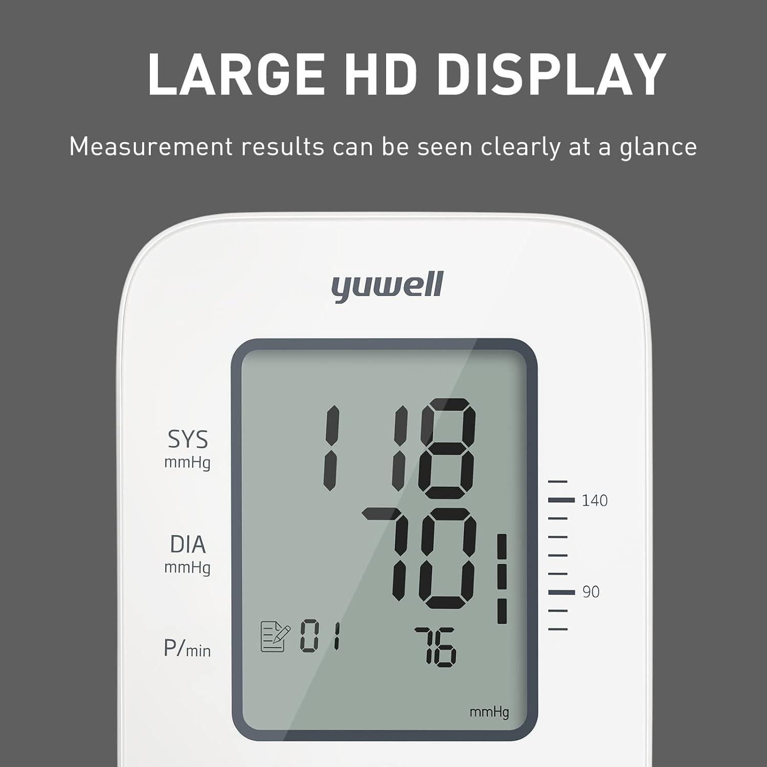 Yuwell Upper Arm Blood Pressure Monitor - Large Cuff (22-45 cm) Digital ...