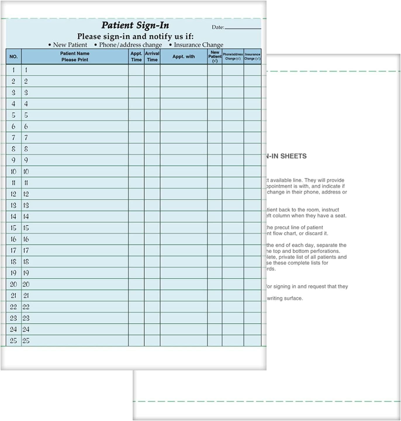 NCR Carbonless 3 Part Patient Sign in Sheets - HIPAA Approved for ...