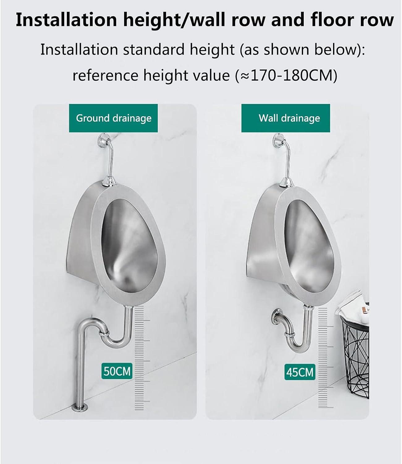 Wall-Mounted Urinals Stainless Steel Urinals with Automatic Flushing System Vertical Stainless ...