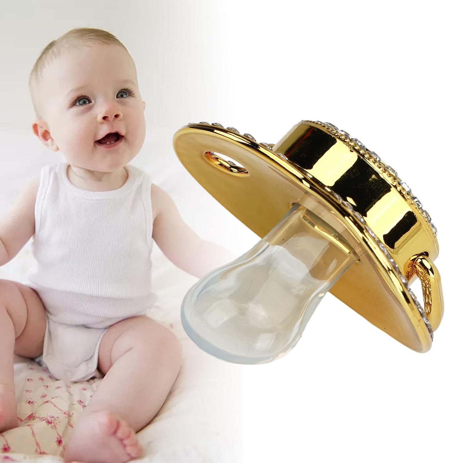 Personalized Bling Baby Pacifier | Asixxsix Golden Letter Pacifier with ...