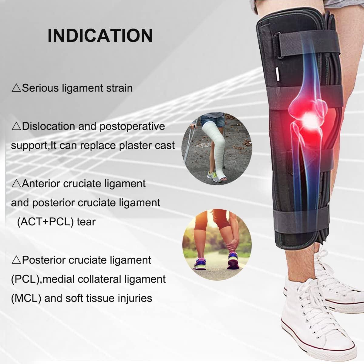 3-Panel Knee Immobilizer Full Leg Support Brace Medium | Aluminum Alloy ...