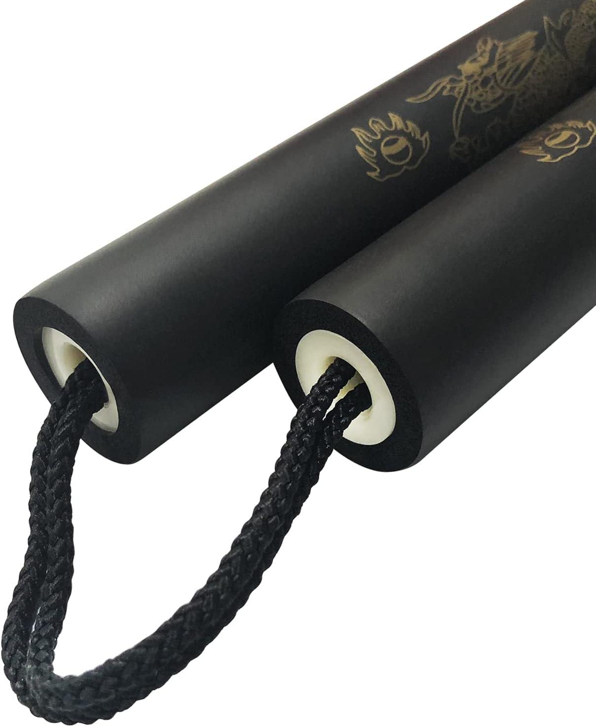 Zalani Foam Nunchucks for Kids/Beginner Practice - Safe Rubber Martial Arts Nunchakus (Black-2 Pack)