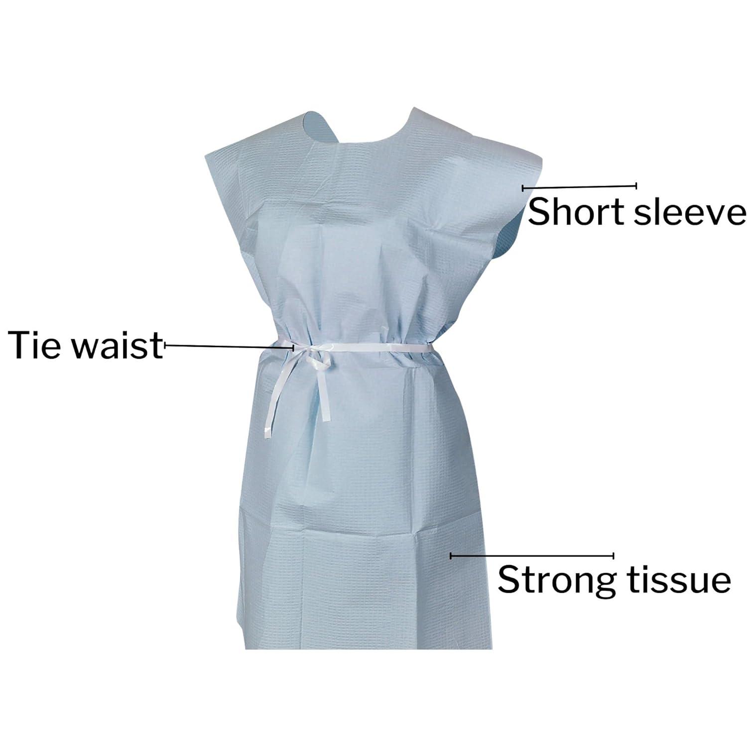 McKesson Disposable Exam Gown - Blue, Open Back, Waist Tie, Short ...