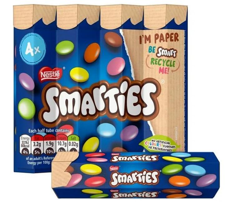 3 x Smarties Milk Chocolate Tube Multipack 34g 4 Pack Delicious Tasty ...
