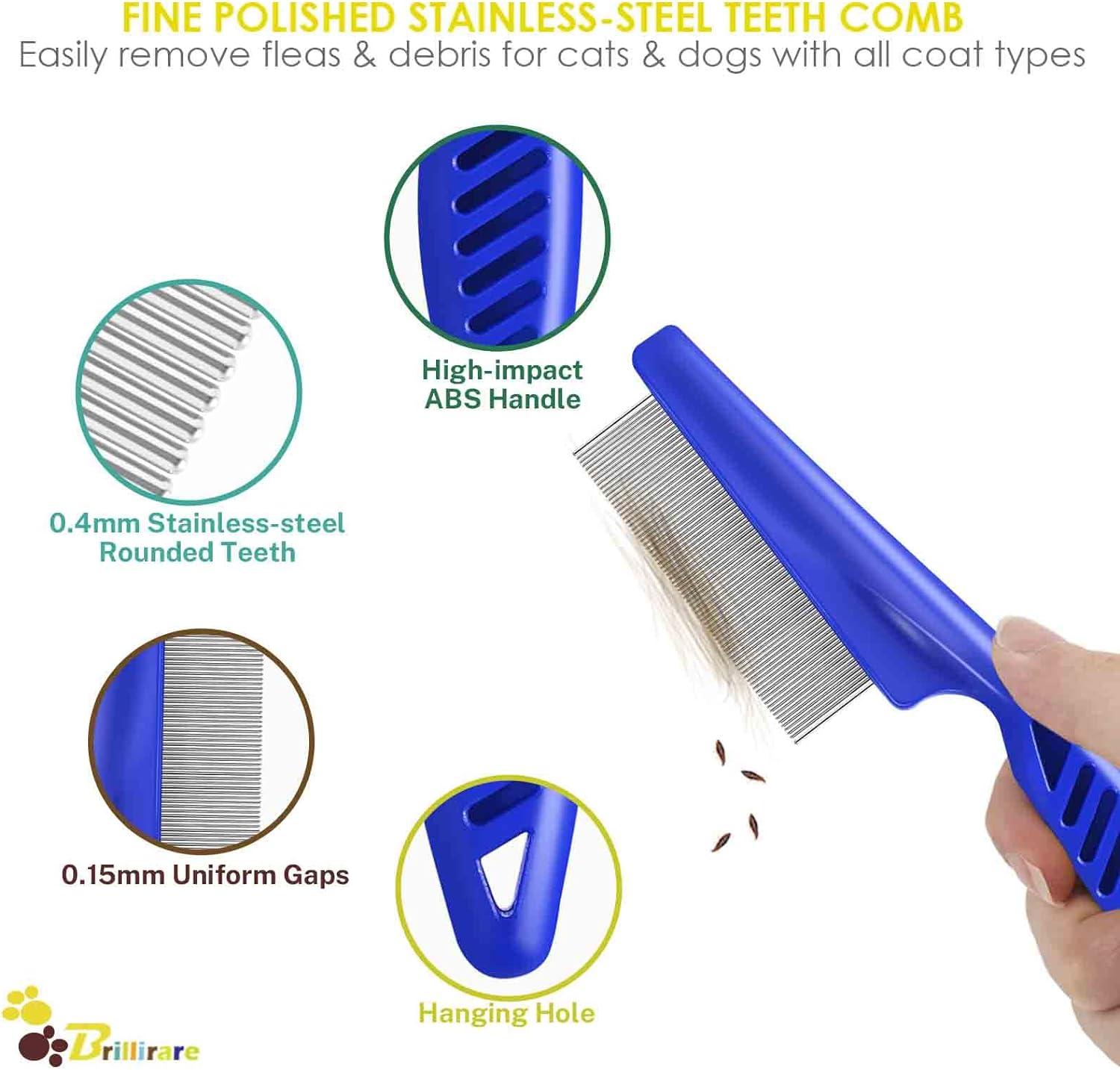 Brillirare 4 Pack Flea Lice Comb Stainless Steel Dog Cat Grooming Combs ...