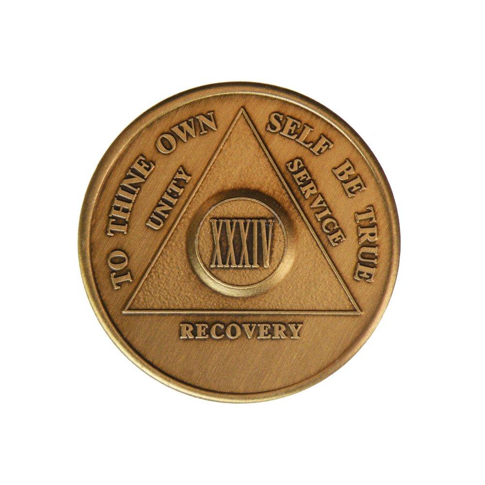 34 Year Bronze AA Sobriety Medallion - Anniversary Recovery Coin | Buy ...