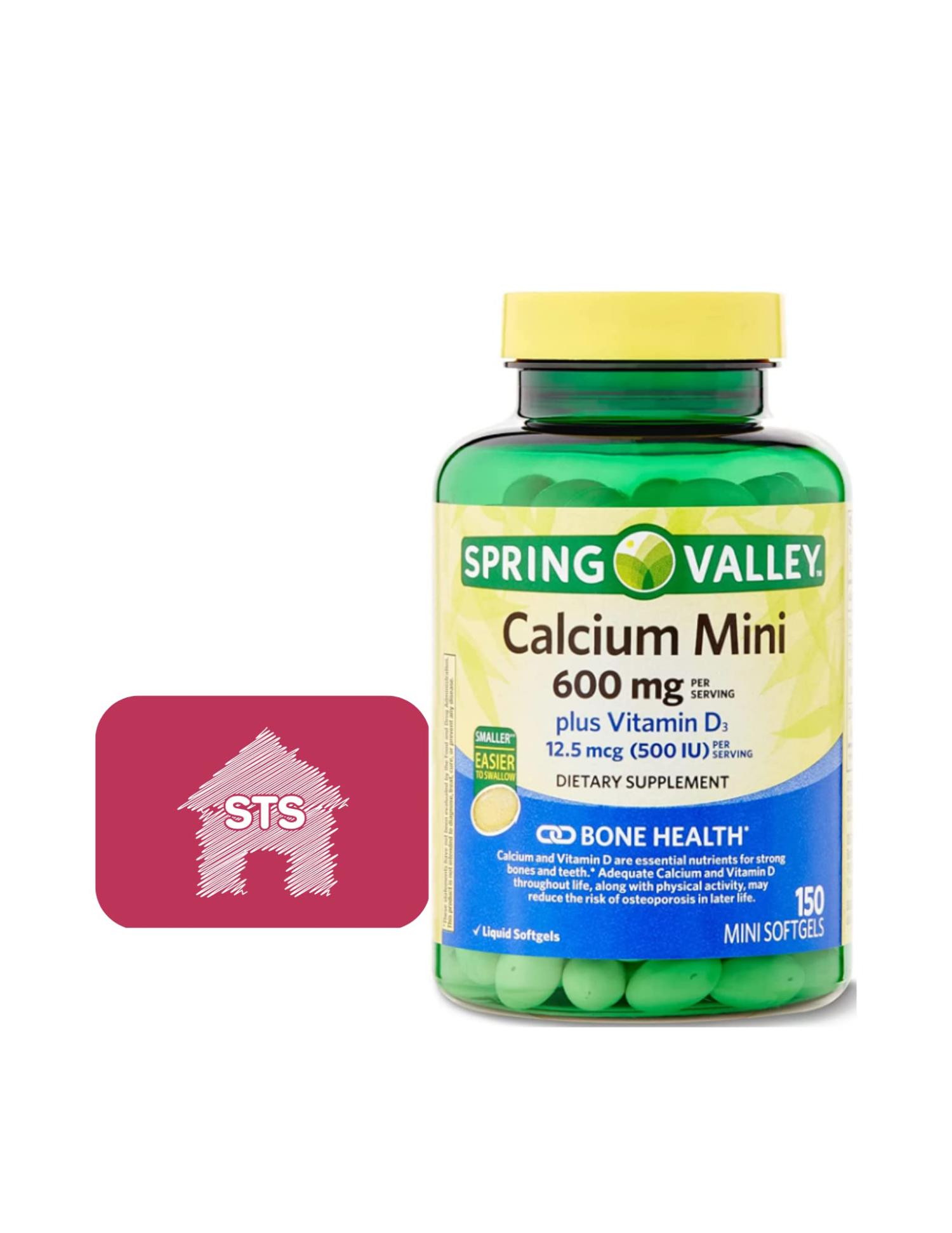 Spring Valley Calcium Plus Vitamin D3 150 Mini Softgels with STS ...