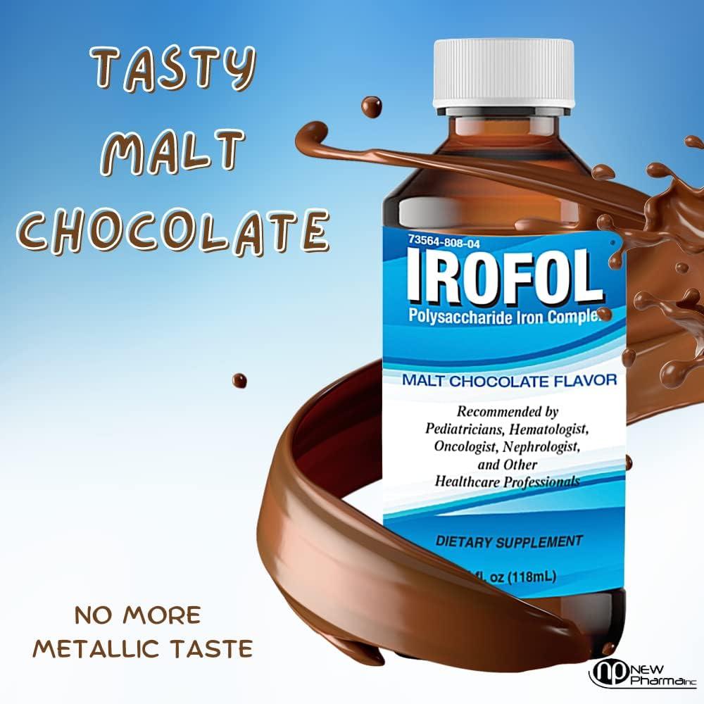 IROFOL High Potency Liquid Iron Supplement | Malt Chocolate Flavor | 4 ...