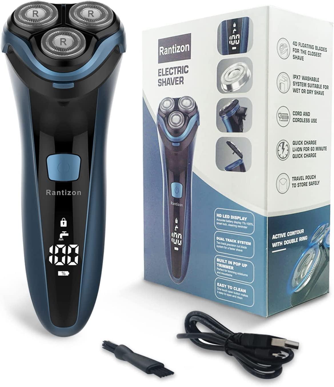 3D Mens Electric Shaver with Pop-up Trimmer - Rechargeable & Waterproof ...