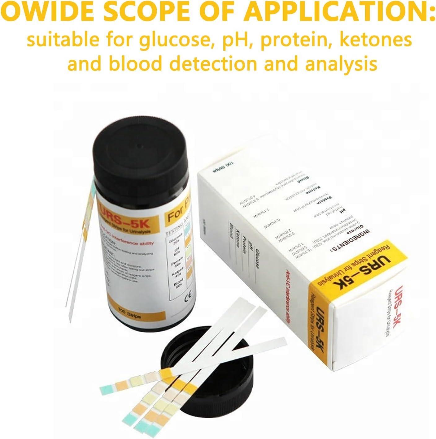 URS-5K Urine Analysis Test Strips - 100 Count - Glucose pH Protein ...