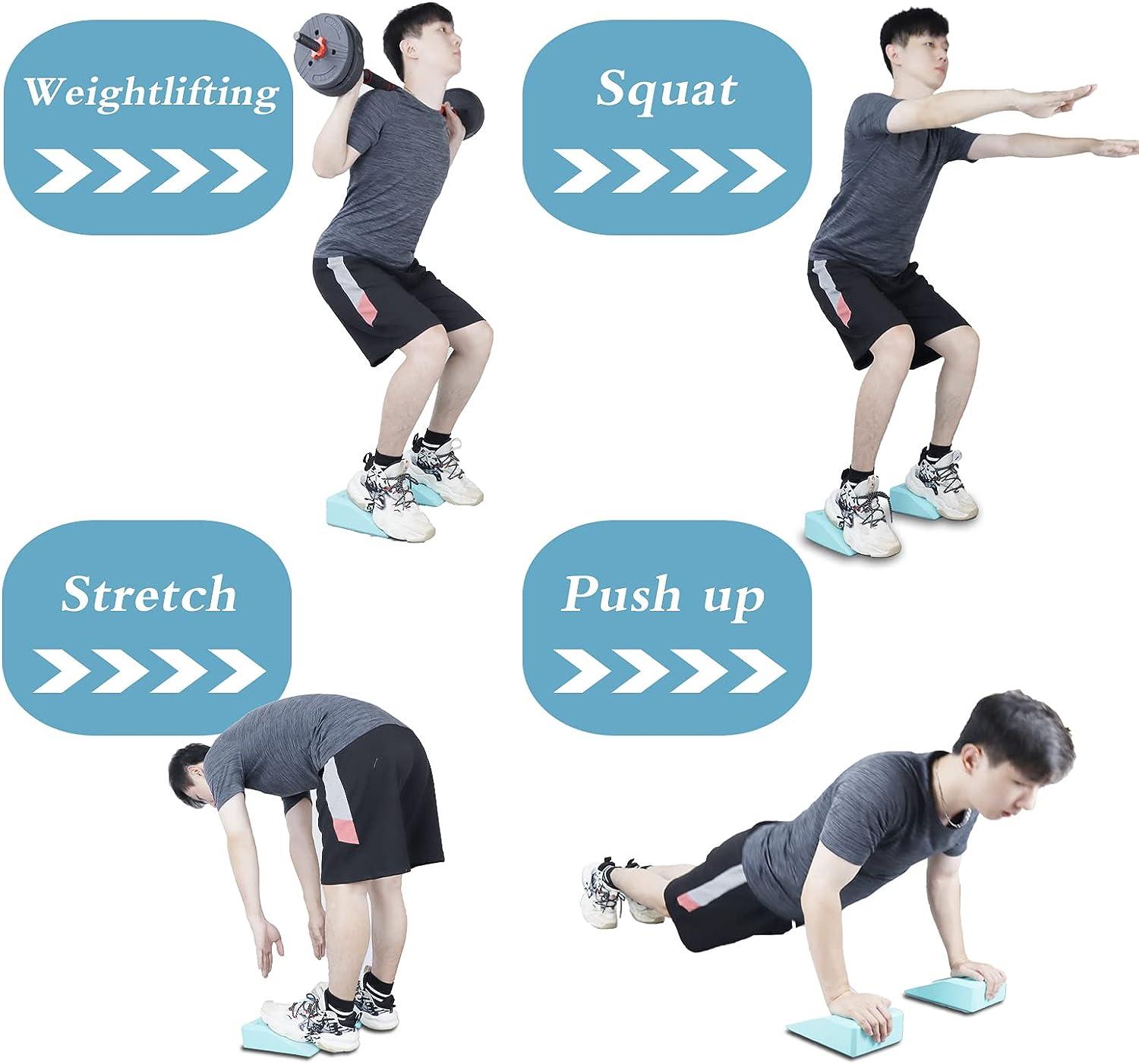 2 Pack Squat Wedge Blocks - Non Slip Heel Elevated Squat Ramp for Men ...