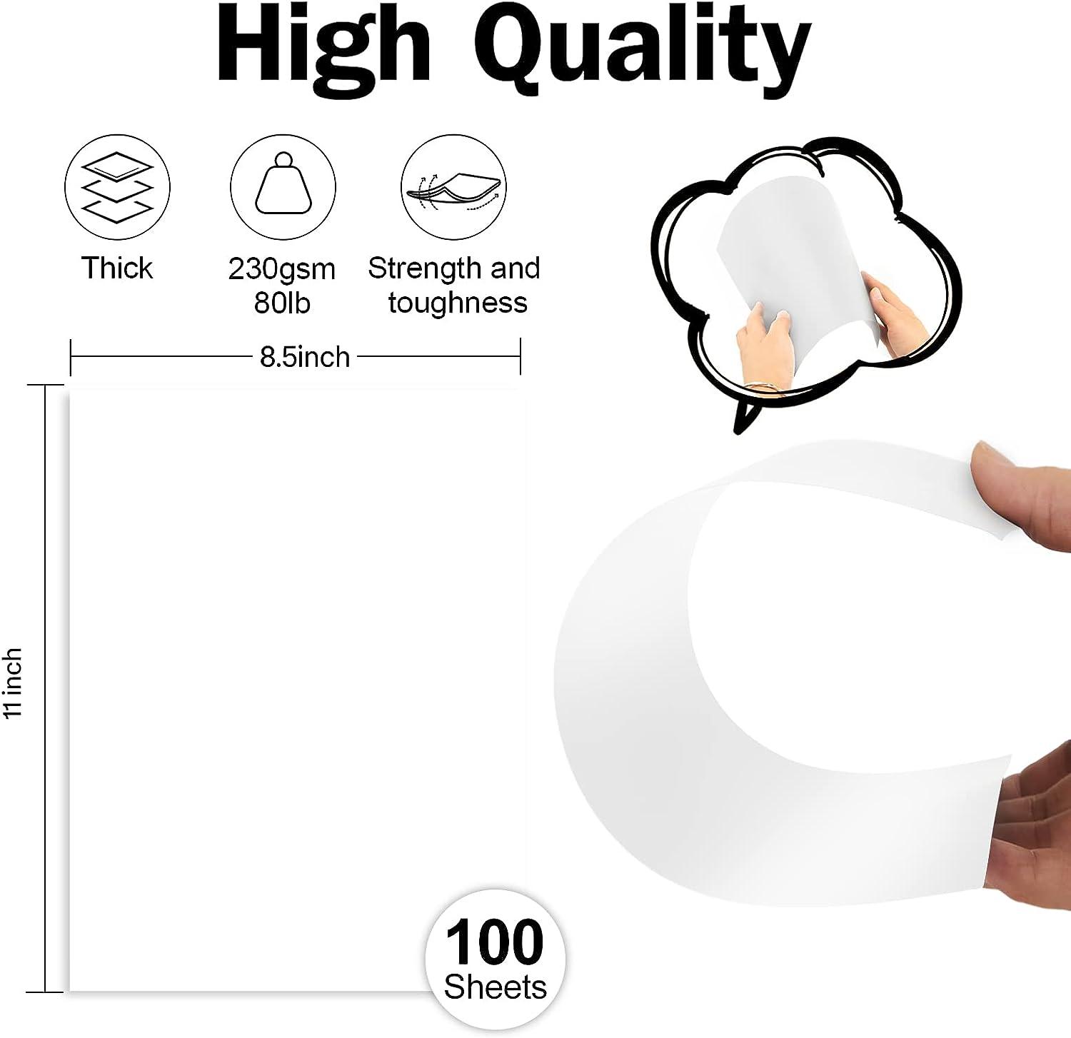 100 Sheets White Cardstock 8.5 x 11 Thick Paper Goefun 80lb Card Stock ...
