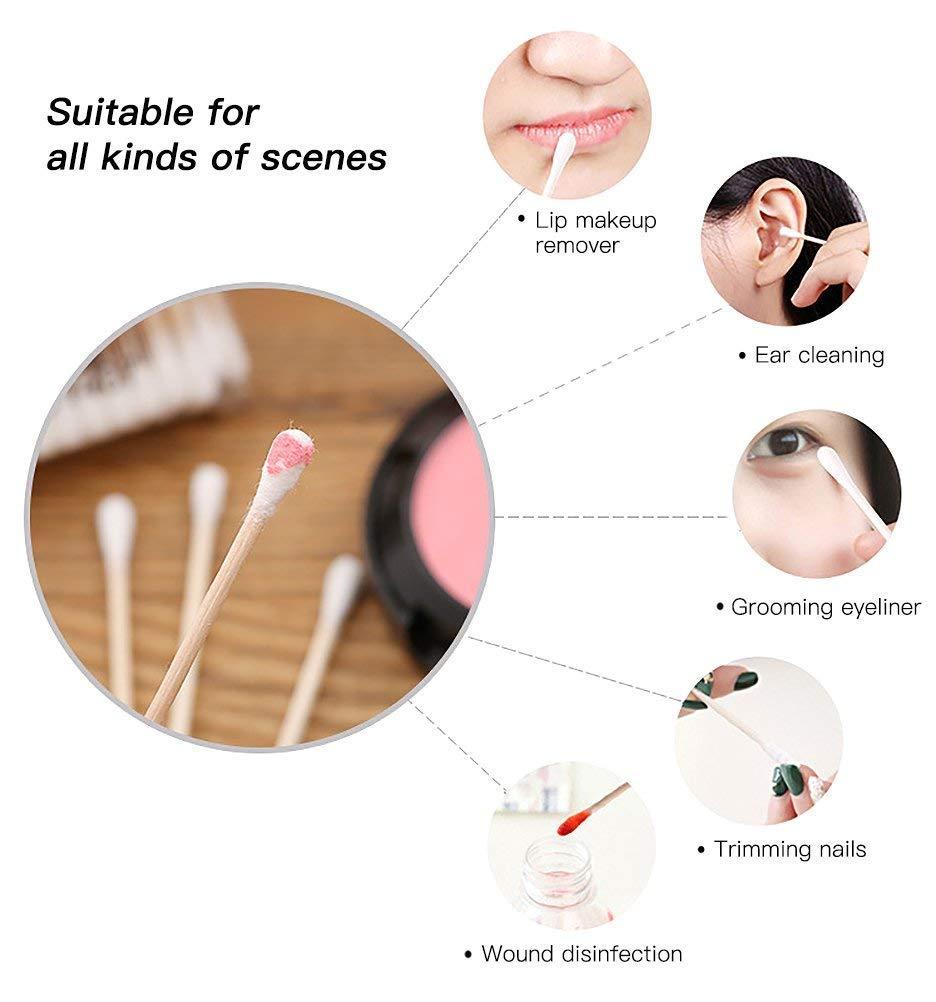 500 Pack Long Cotton Swabs with Wooden Handles - Ideal for Makeup ...