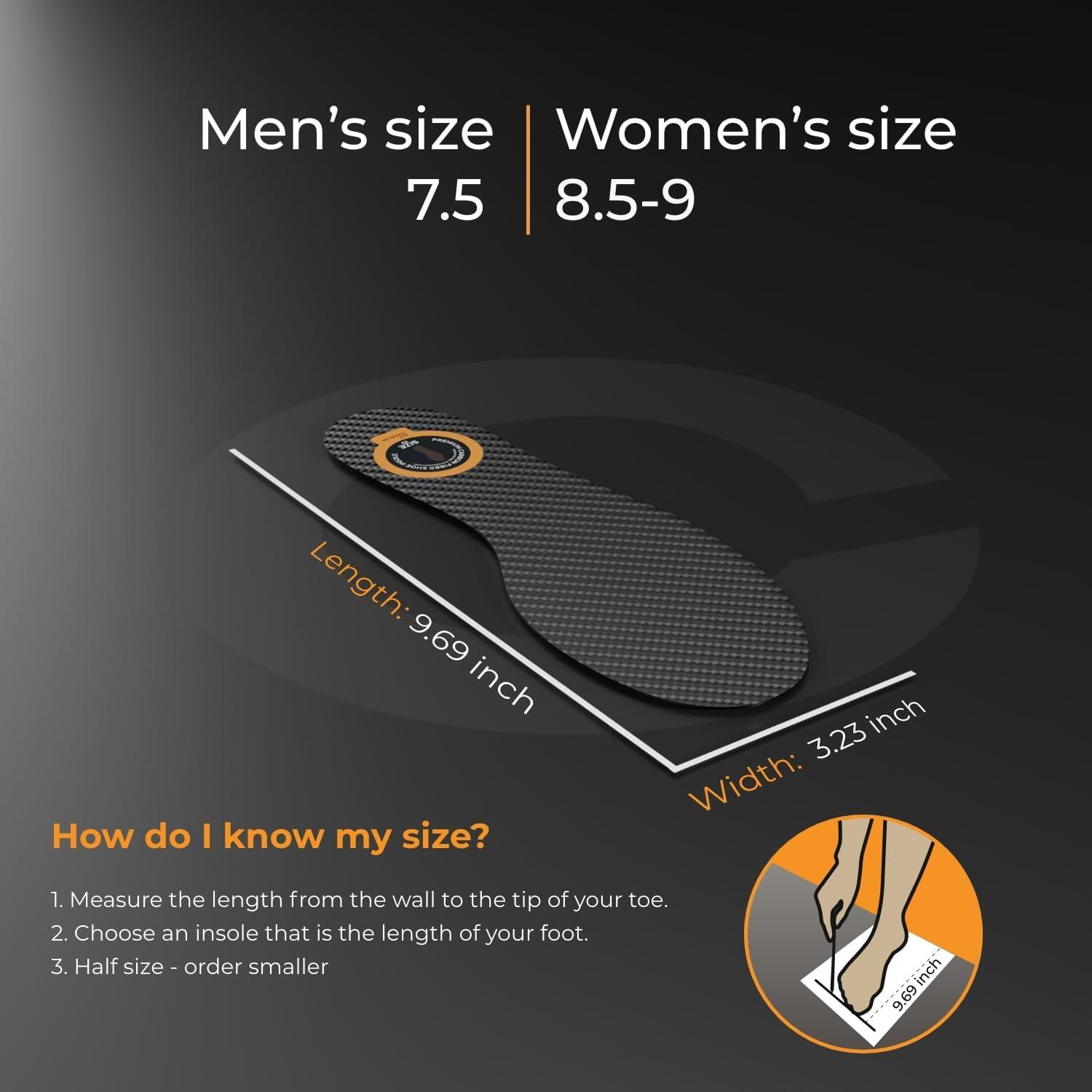 Carbon Fiber Insole - Rigid Shoe Insert for Foot Pain Relief | Graphite ...