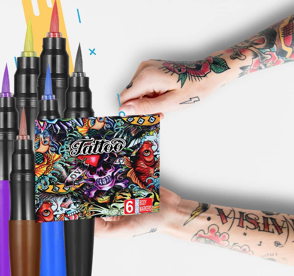 Jim&Gloria Body Tattoo Markers - 6 Colors Temporary Tattoo Kit for Teen ...