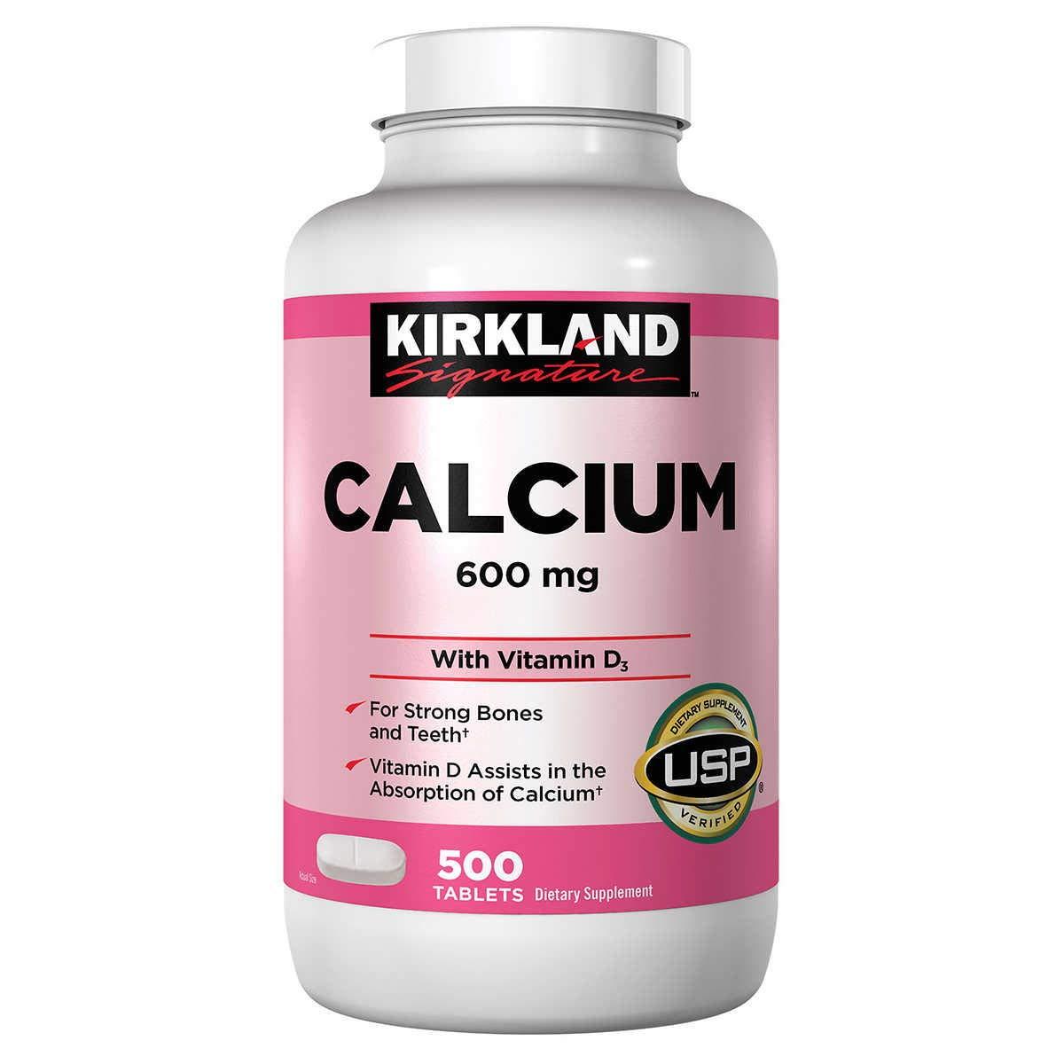 Kirkland Signature Calcium 600mg + Vitamin D | 500 Tablets - Essential ...
