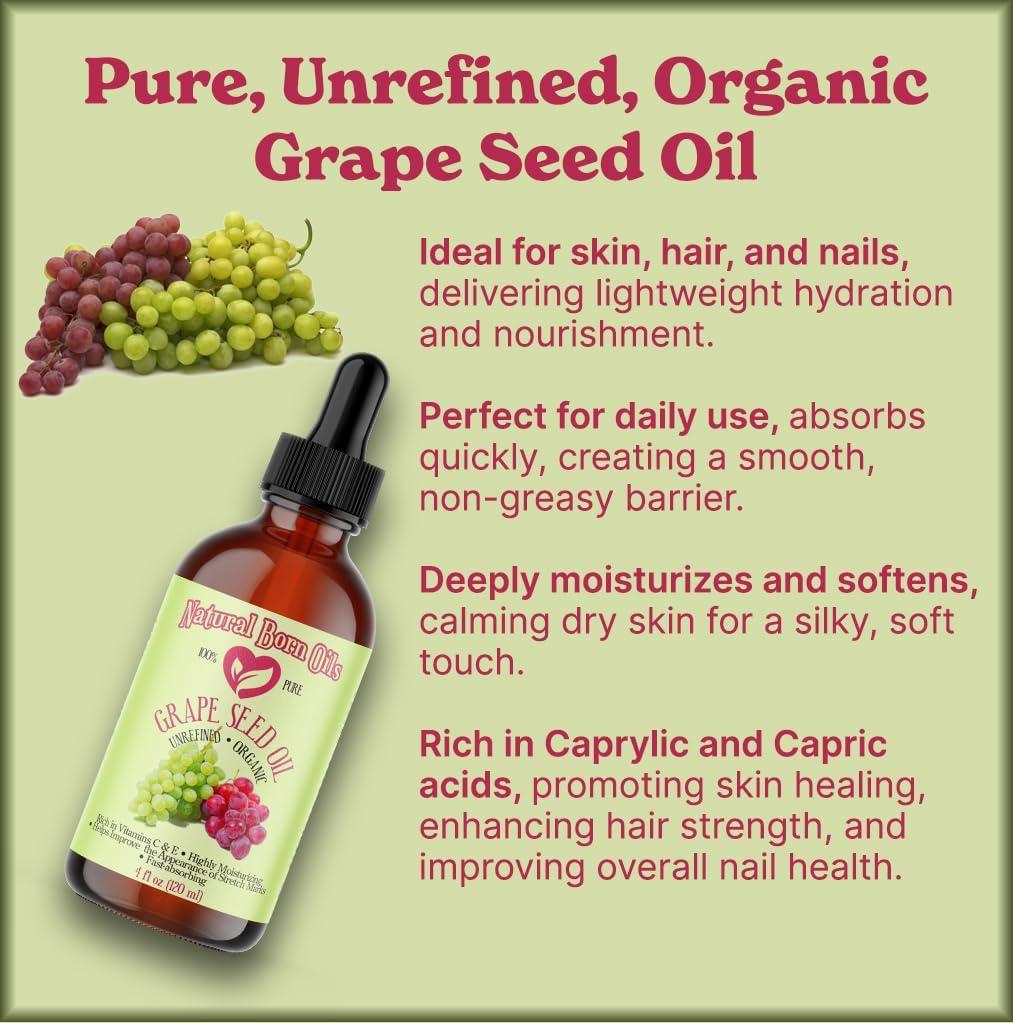 Organic Cold-Pressed Grape Seed Oil 1 Gallon - Nutrient-Dense Skin ...