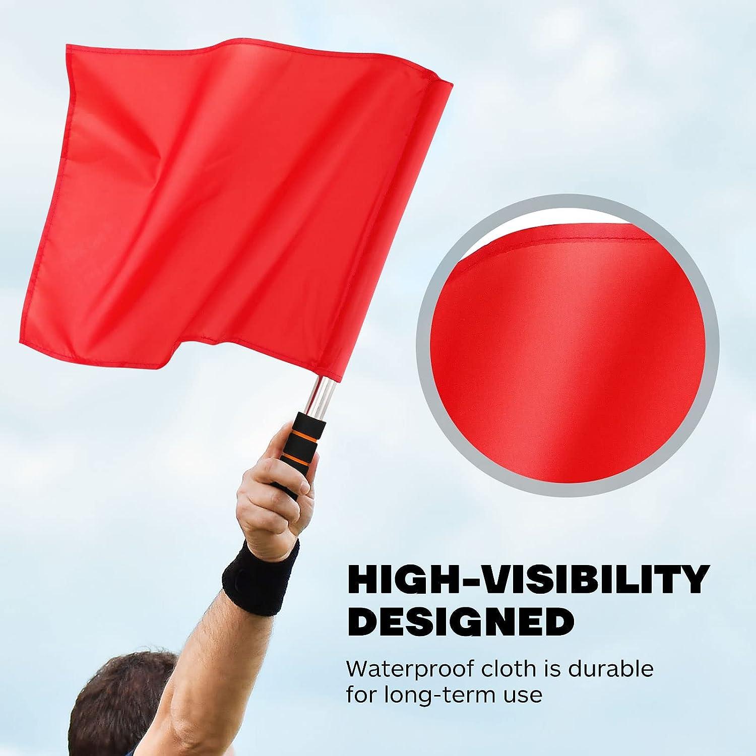 SEWACC 4pcs Stainless Steel Referee Flags - Red Hand Flags for Soccer ...
