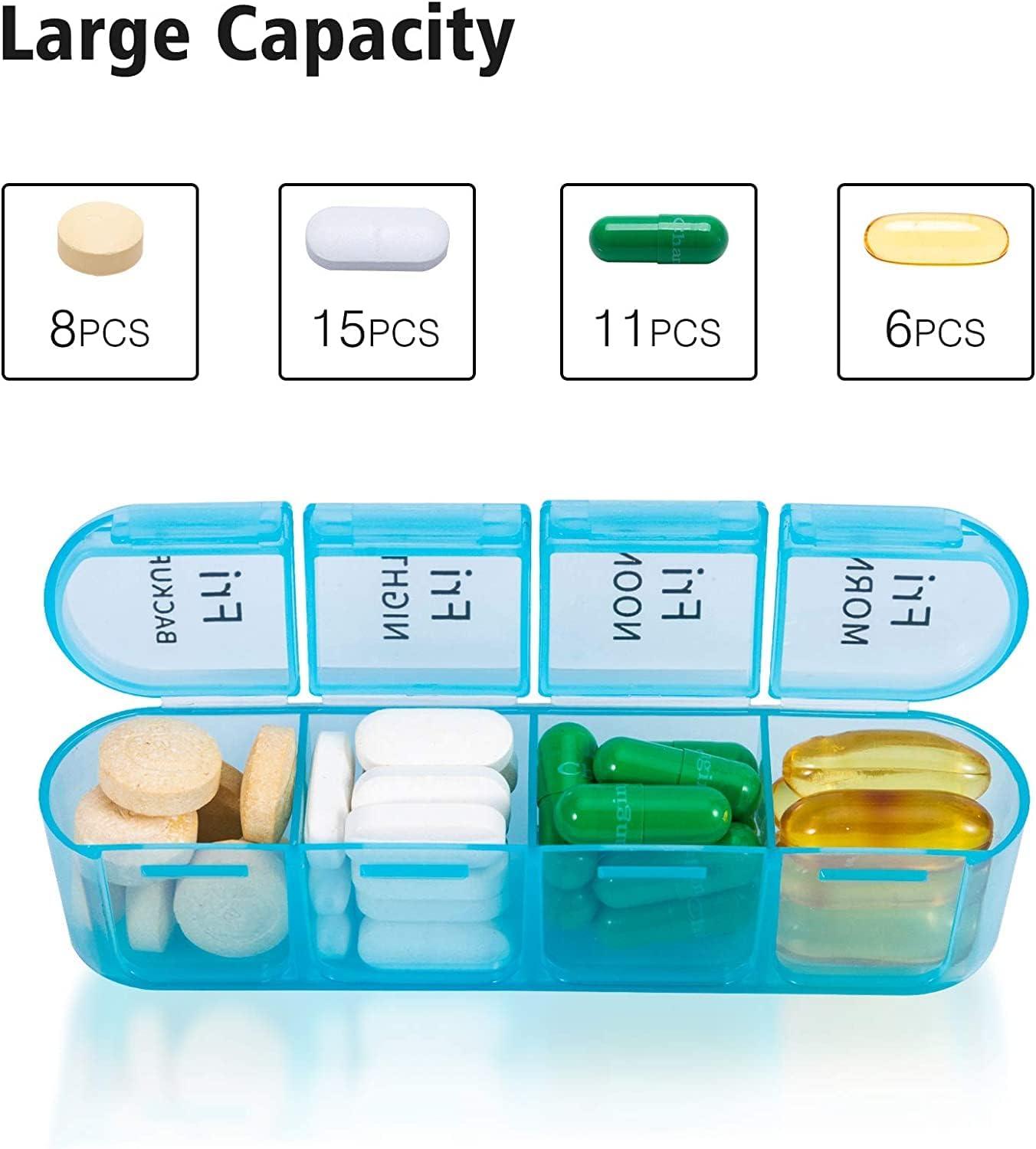 Betife Weekly Pill Box Organizer - 7 Day 4 Compartments Tablet Box ...