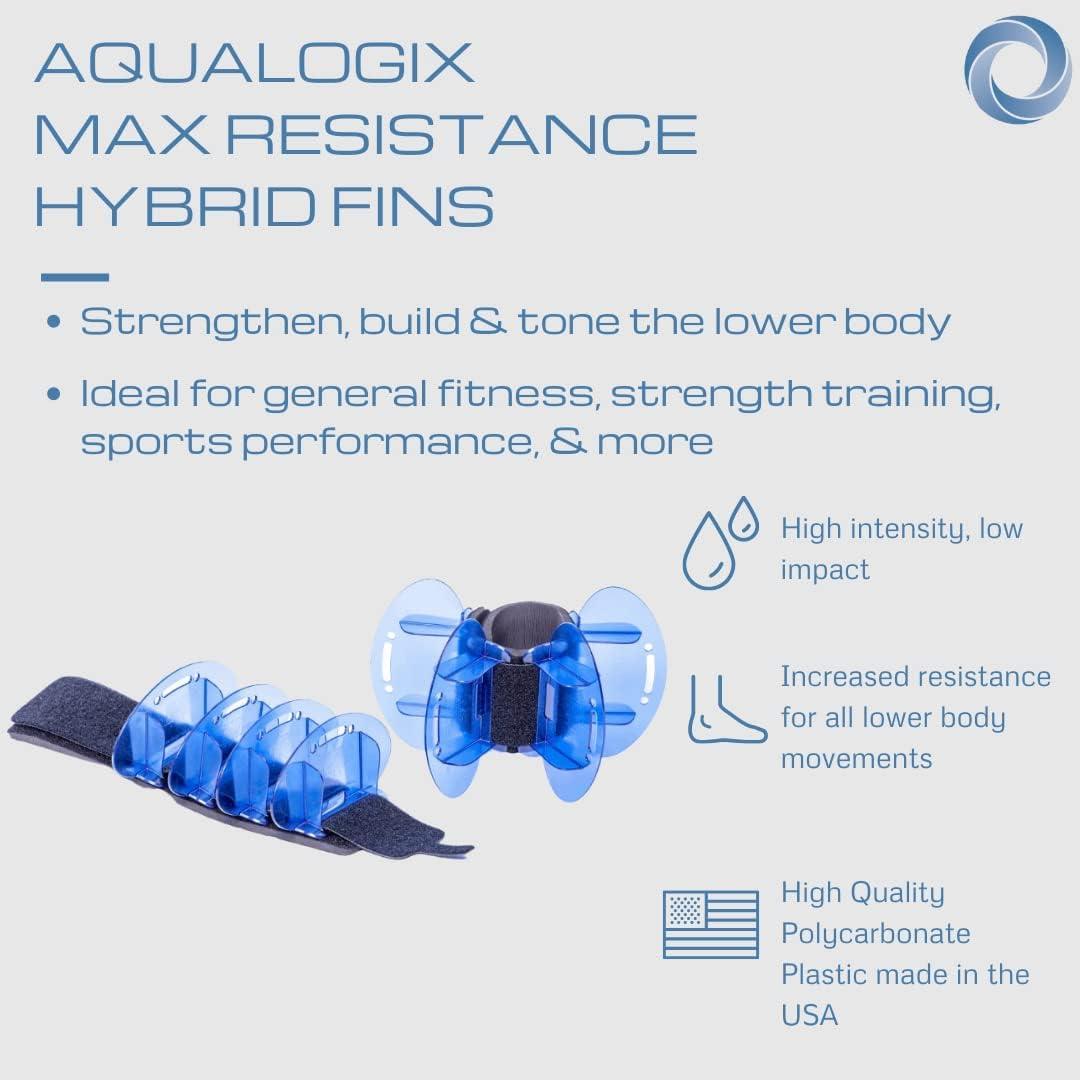 Aqualogix Maximum Resistance Hybrid Aquatic Training Fins - Blue - Pair ...