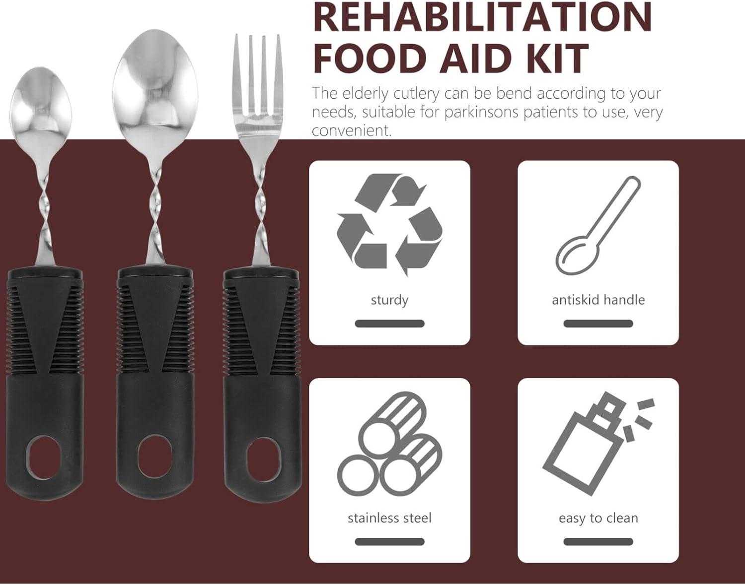 ULTECHNOVO 3pcs Bendable Cutlery Set for Adults Handicapped - Stainless ...
