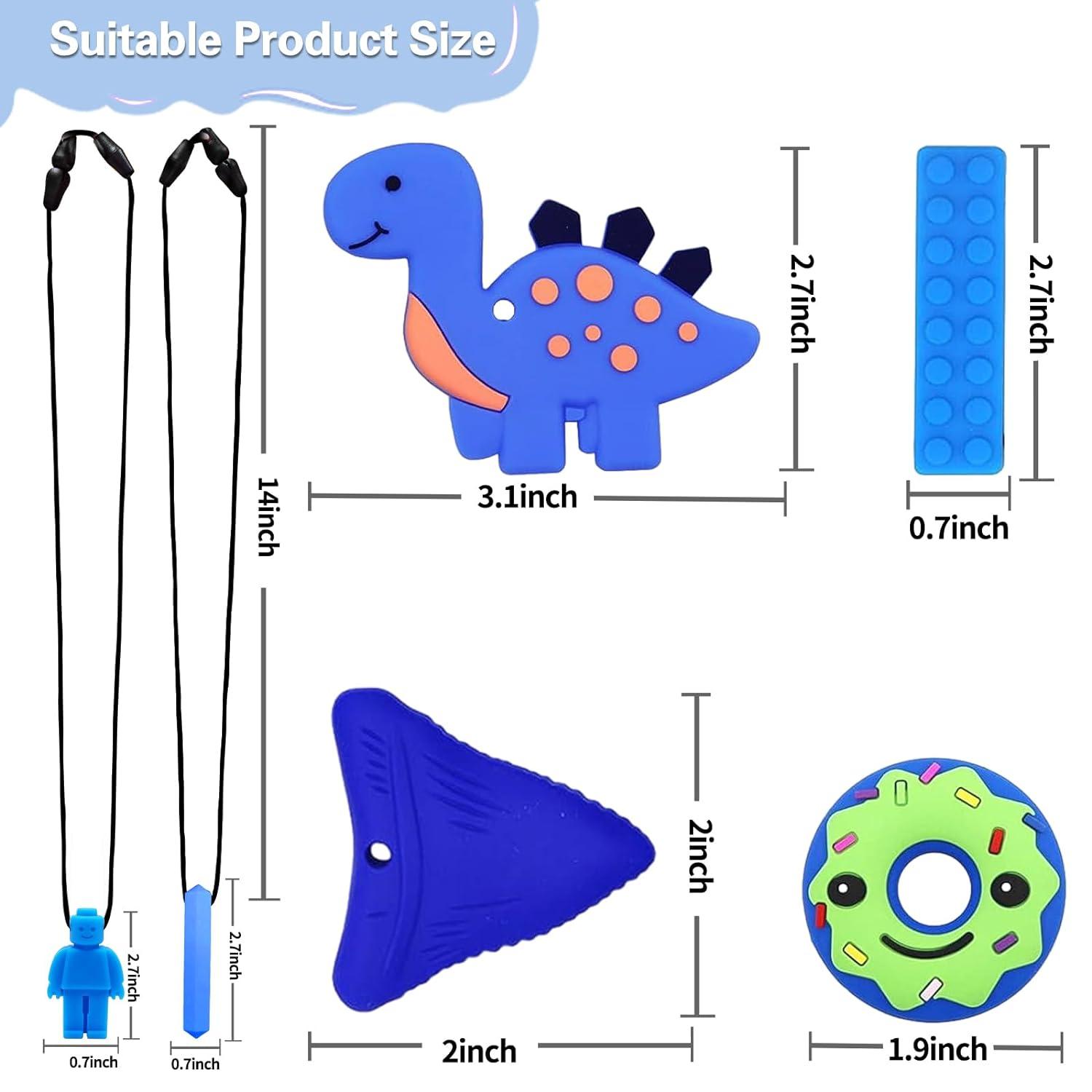 Colon Chain for Kids - 6 Sensory Chewing Necklaces Silicone Bite Rings ...