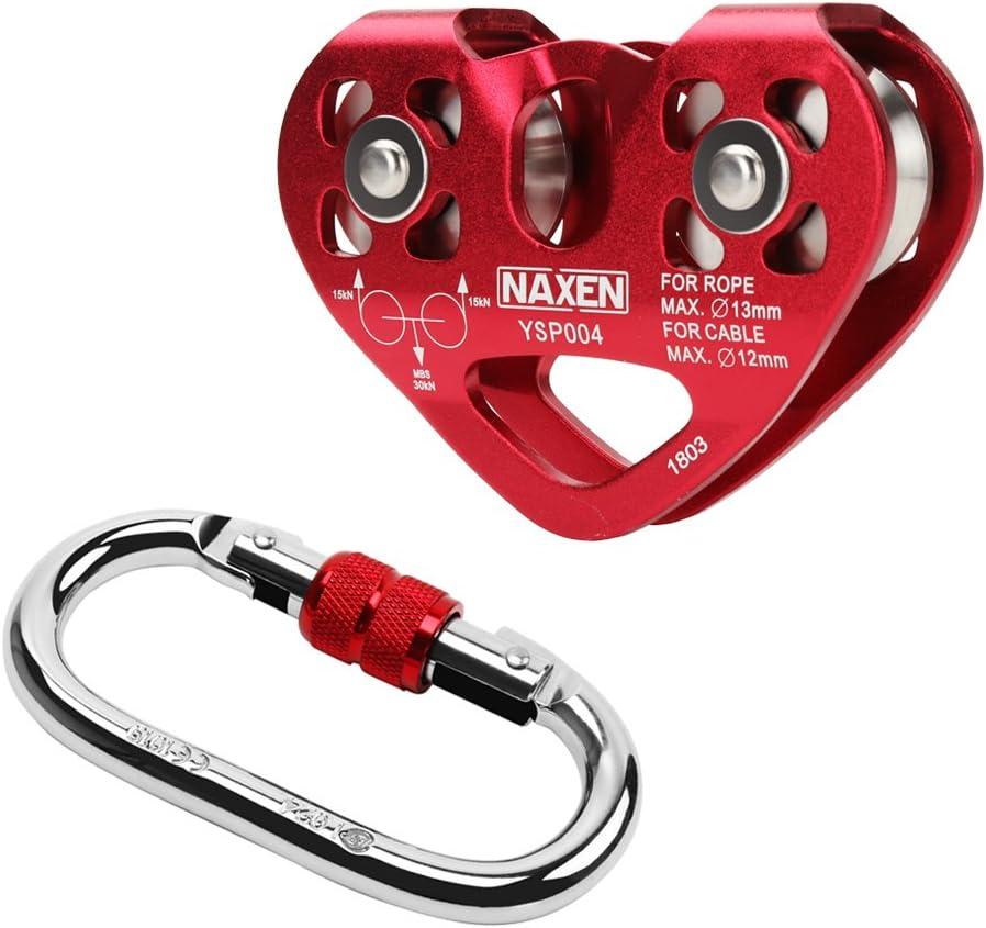 NAXEN Zip Line Pulley Tandem Speed Dual Trolley + 25kN Carabiner - High ...