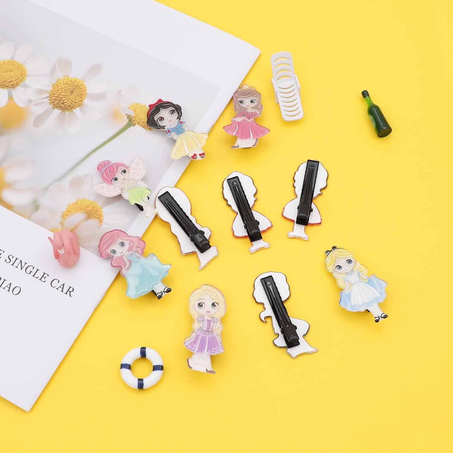 Disney Princess Hair Clips & Ties Set - Mermaid Snow White Cinderella ...