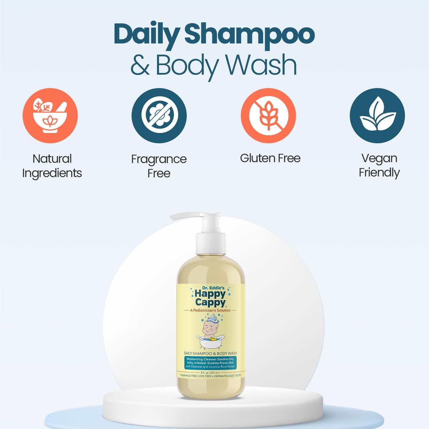 Happy Cappy Daily Shampoo Face and Body Wash for Dry Itchy Eczema Prone ...