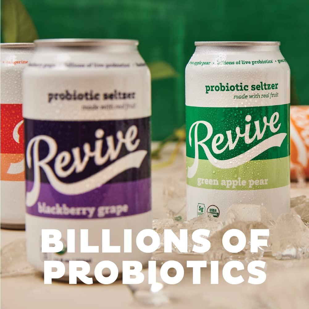 Revive Organic Sparkling Probiotic Seltzer New 12-Pack Mixer | Billions ...