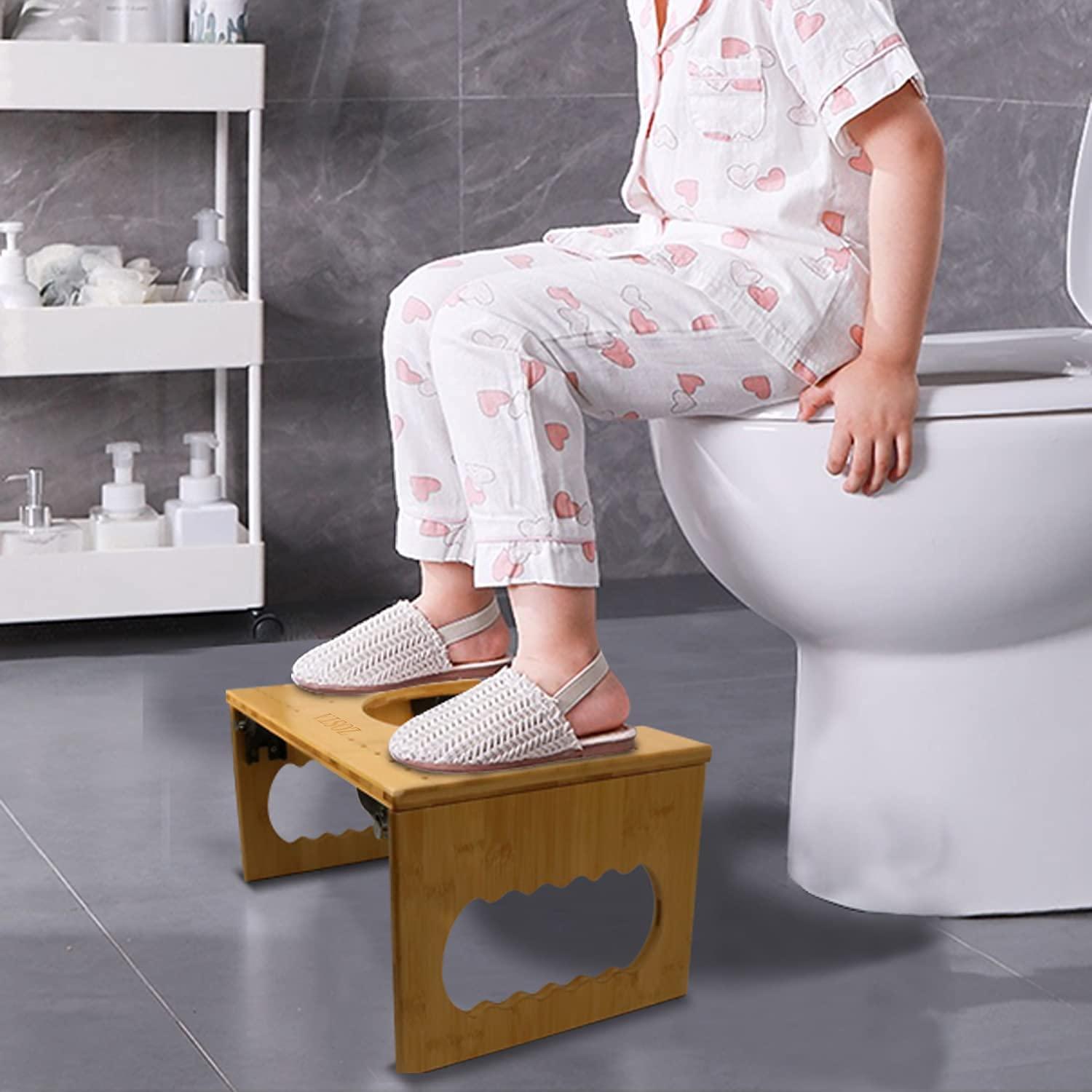 ZOSTA Bamboo Squatting Toilet Stool - Foldable Non-Slip Potty Step for ...
