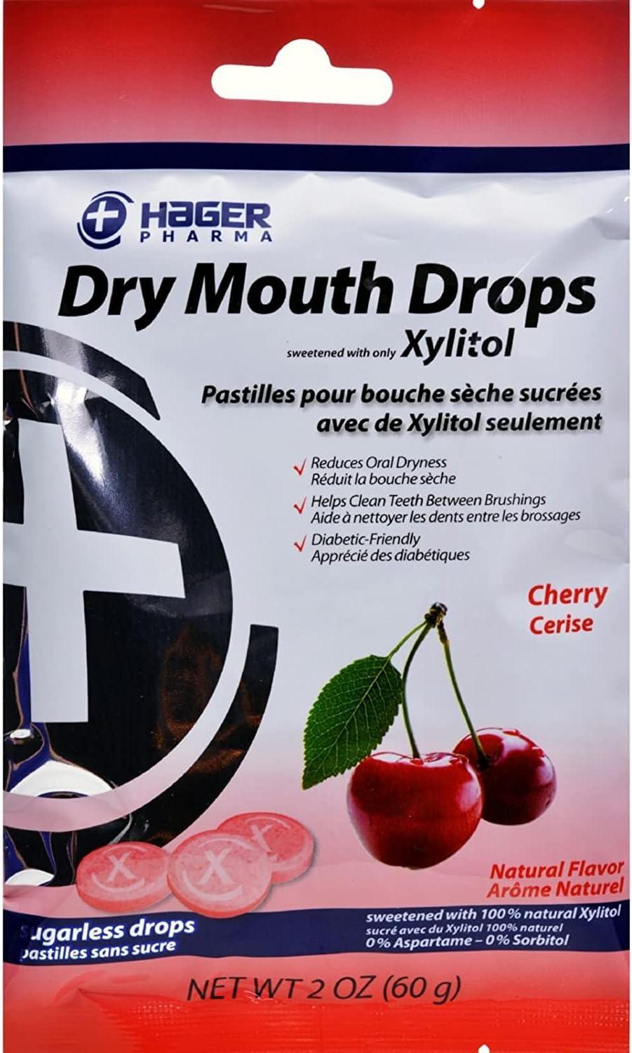 Hager Pharma Dry Mouth Drops with Xylitol Cherry 2 oz (Pack of 3 ...