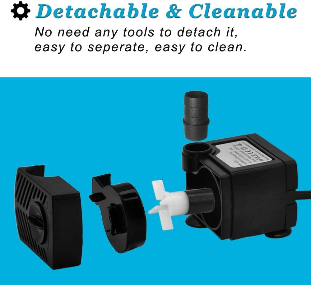 90 GPH Mini Submersible Pump - Small Fountain Pump (5W 350L/H) for ...