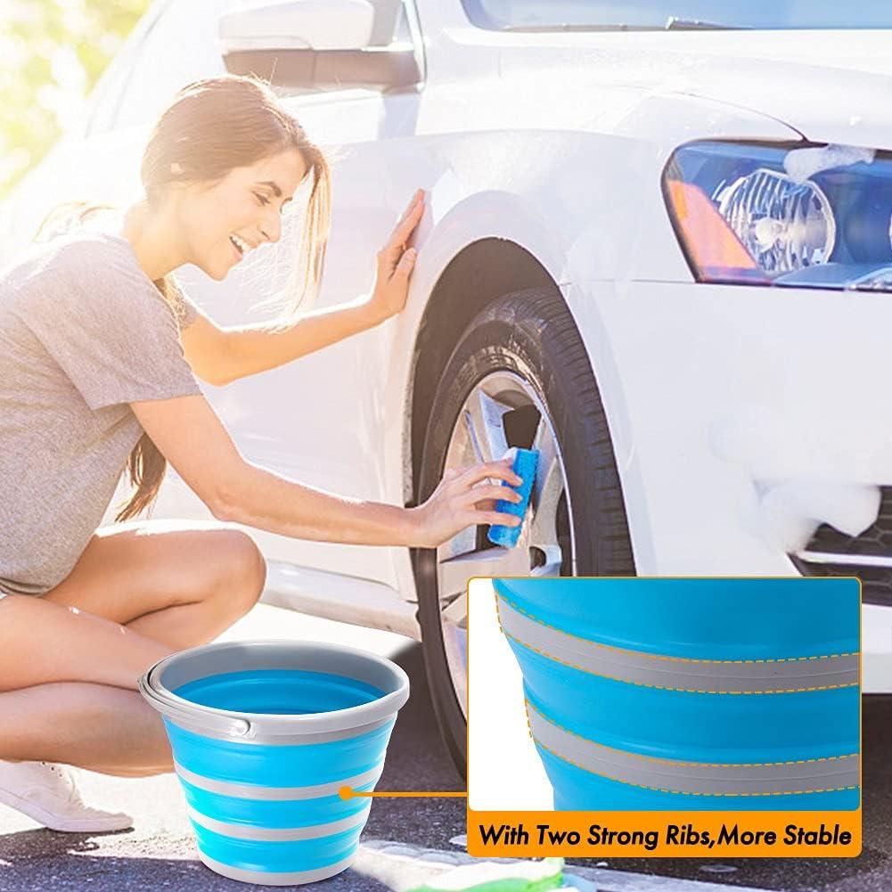 Foldable Bucket Collapsible - 5L + 10L Blue Beach Toy & Camping ...
