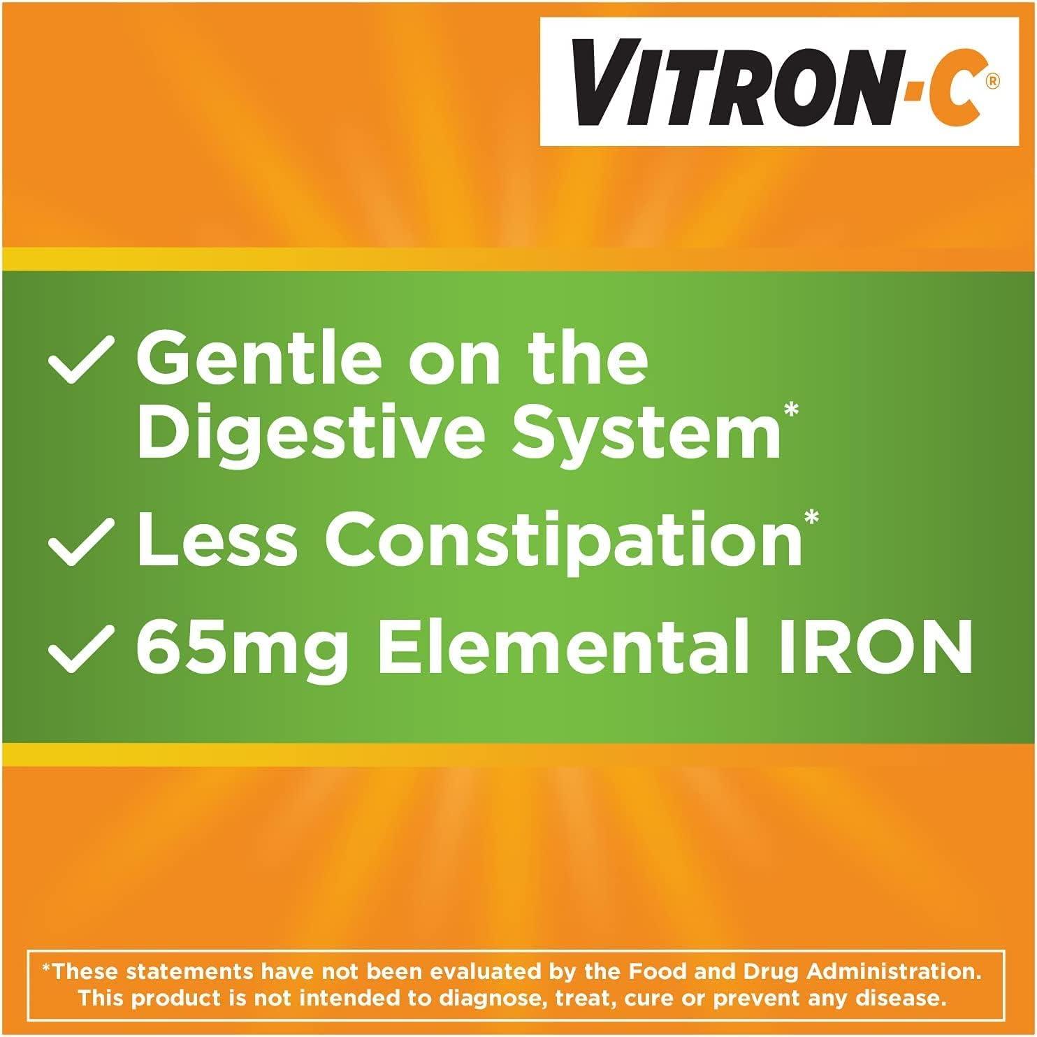 Vitron-C Iron Supplement + Vitamin C Coated Tablets 60 ct - Vitron-C ...