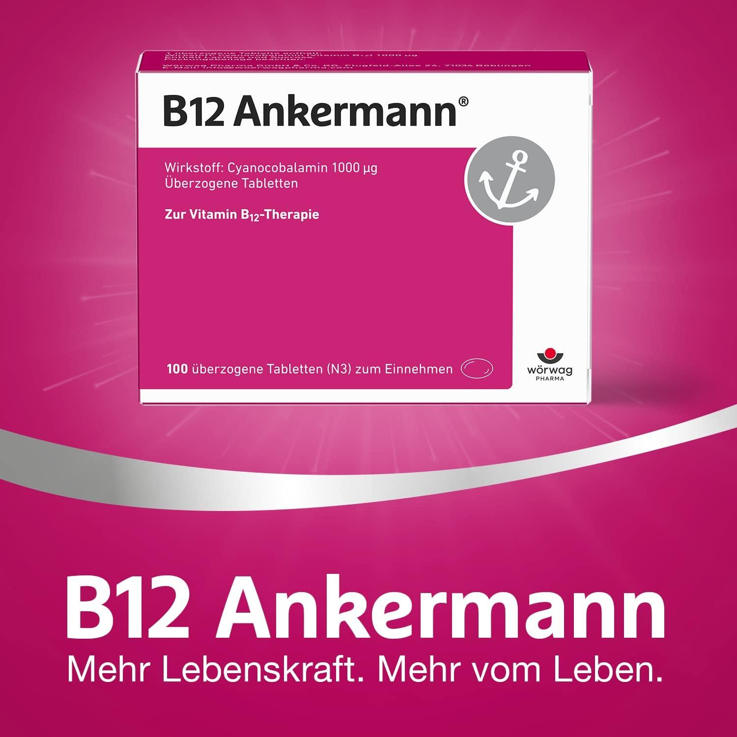 B12 Ankermann Vitamin B12 Tablets - 1000 g for Fatigue Relief | 50 ...