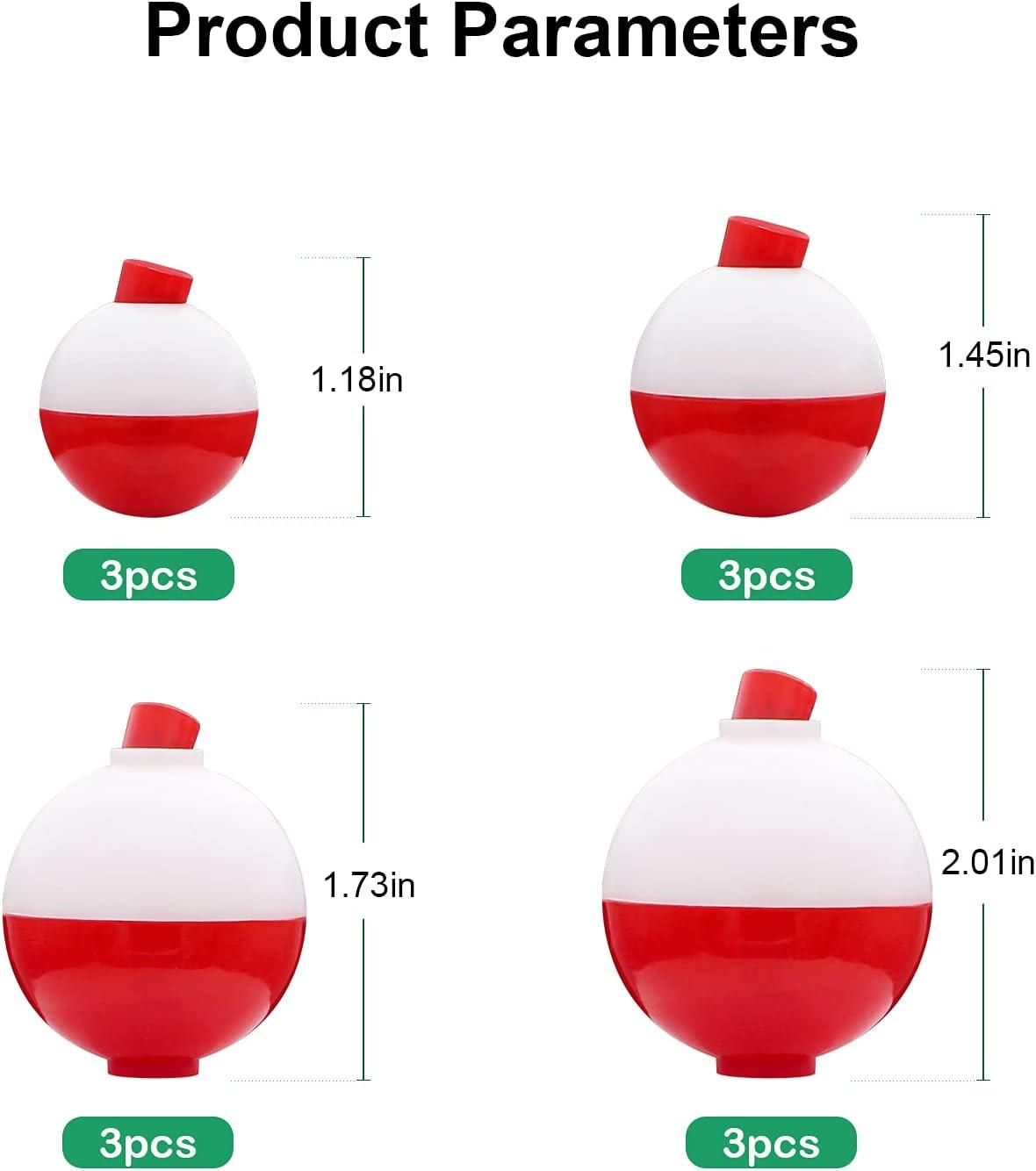 FishingPepo 12pcs Snap-on Fishing Bobbers and Floats Set - 1-1.75 inch ...