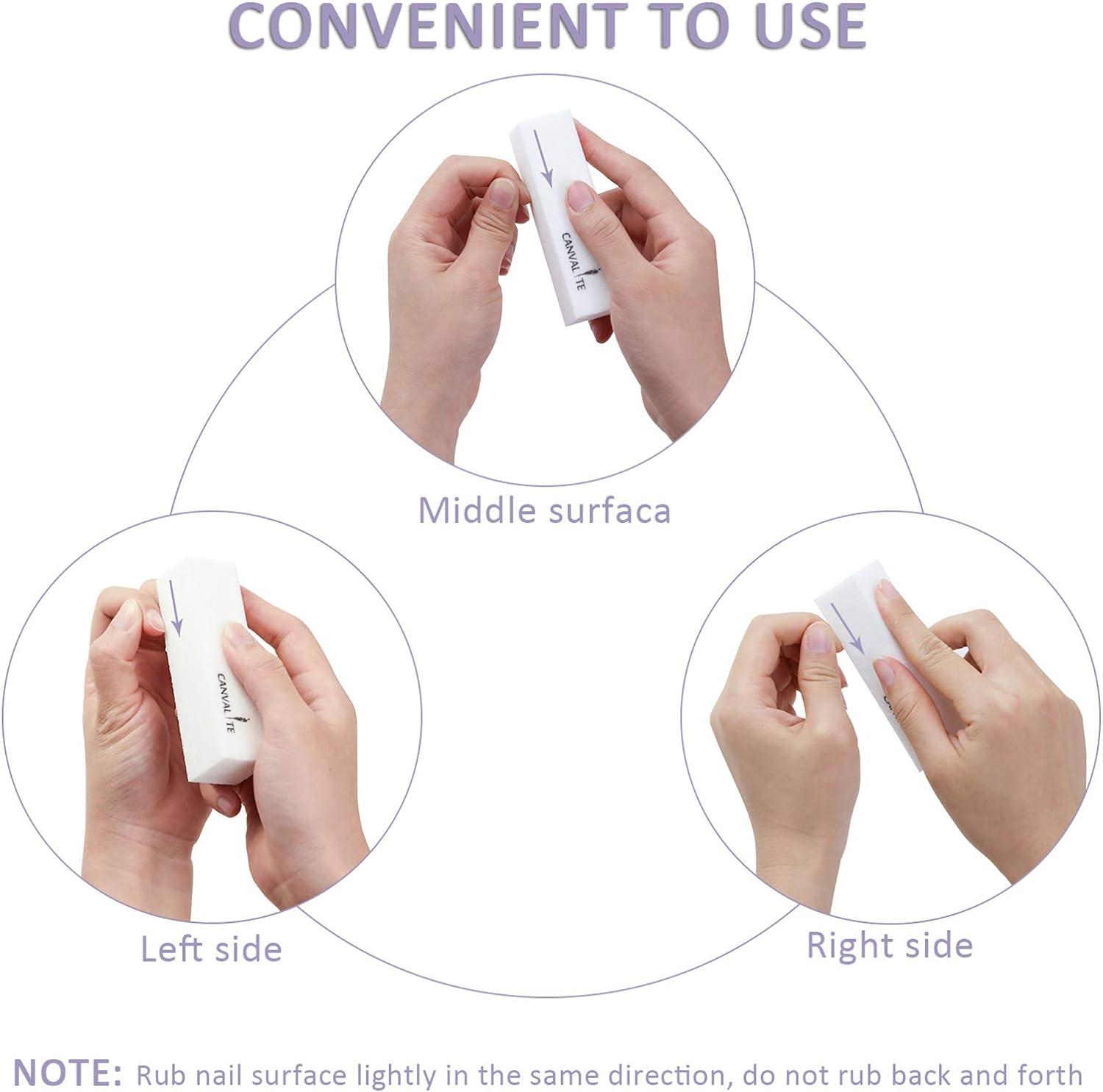 Canvalite 10Pcs White Nail Buffer Block with Nail Brush - 120 Grit ...