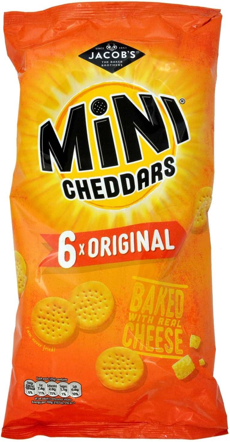 Jacob's Mini Cheddars Original 6 X 23G | Baked with Real Cheese | No ...