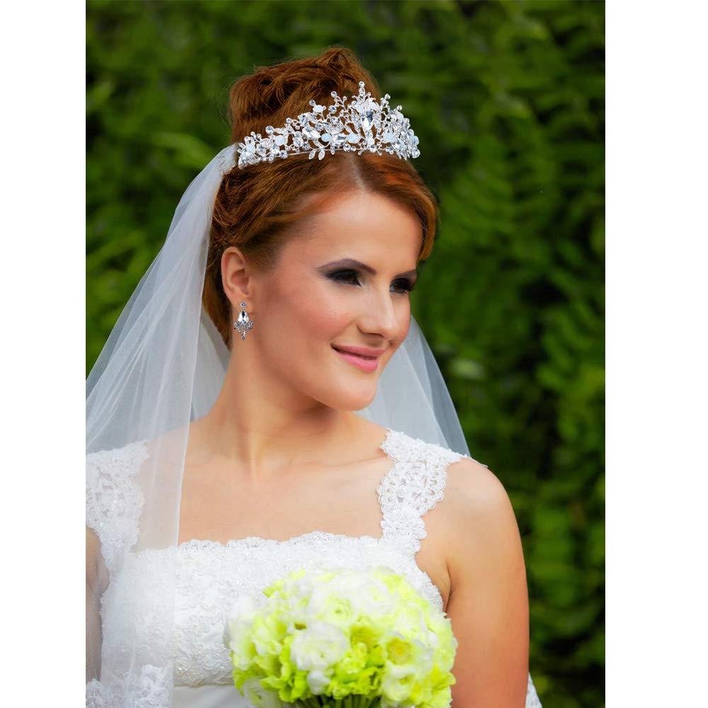 Mesfugw White Tiara and Crown Set - Pageant Crowns for Women and Girls ...