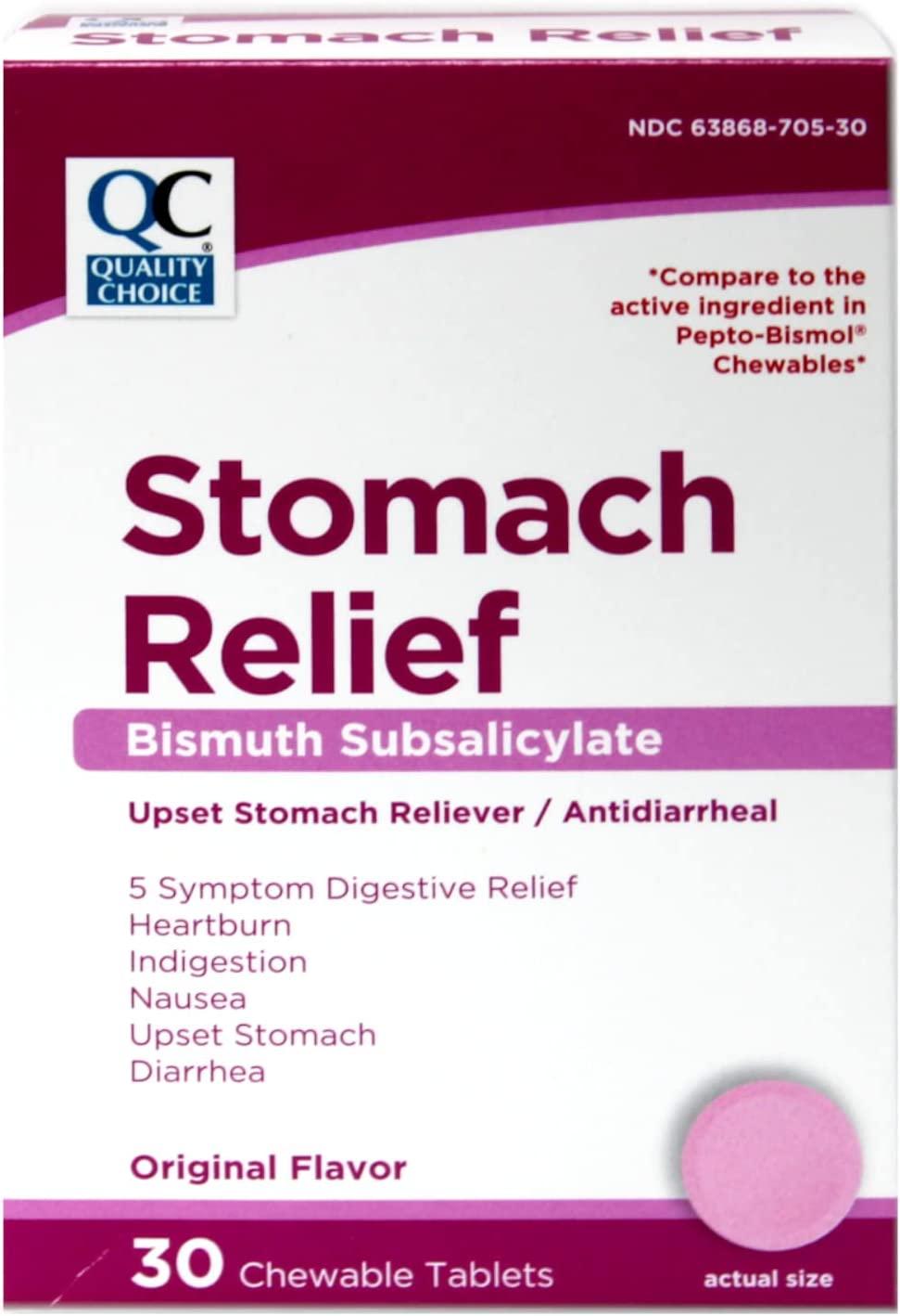 Quality Choice Pink-Bismuth Chewable Tablets - 30 Tablets per Box (Pack ...
