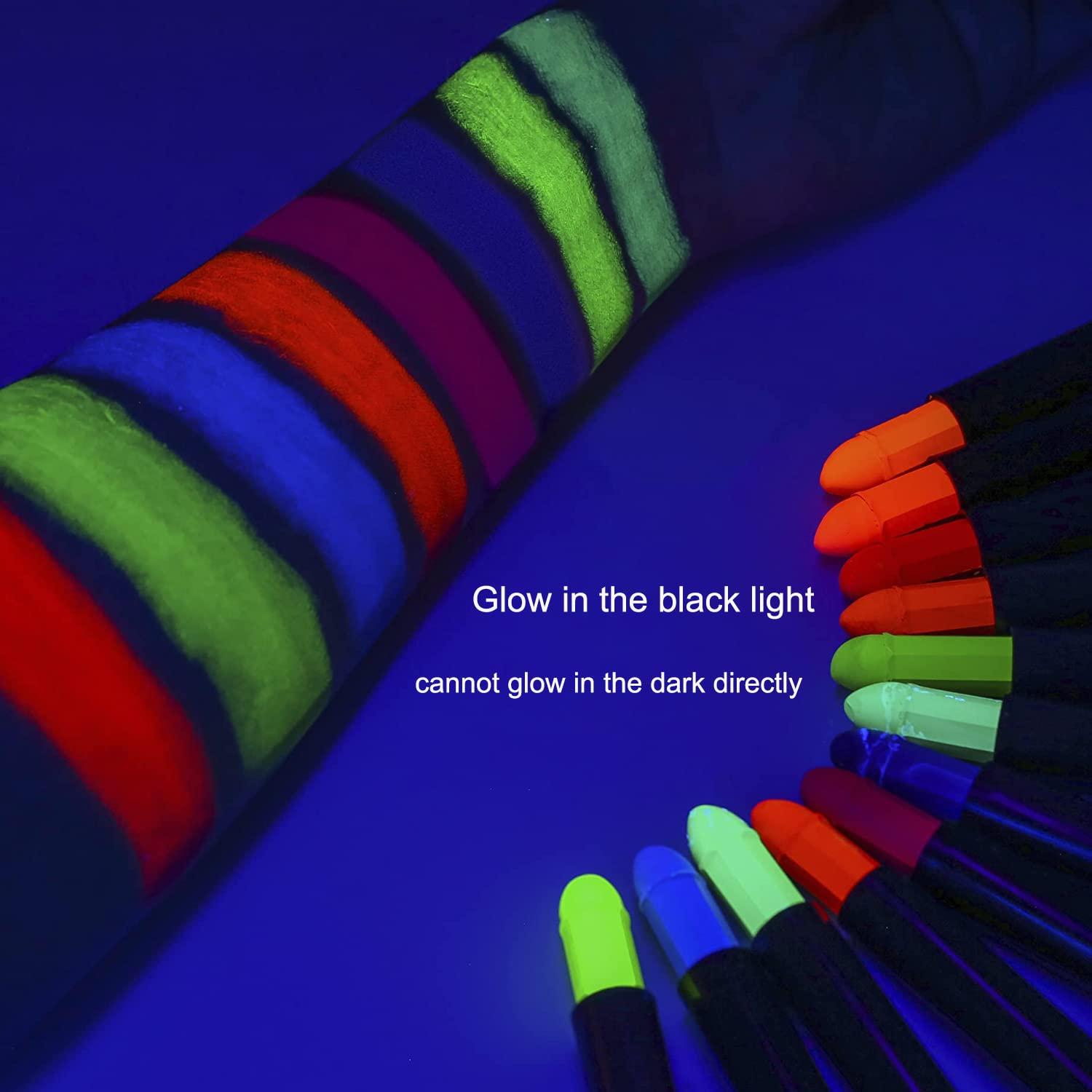 12 Color Glow in The Dark UV Black Light Face Paint Kit for Kids ...