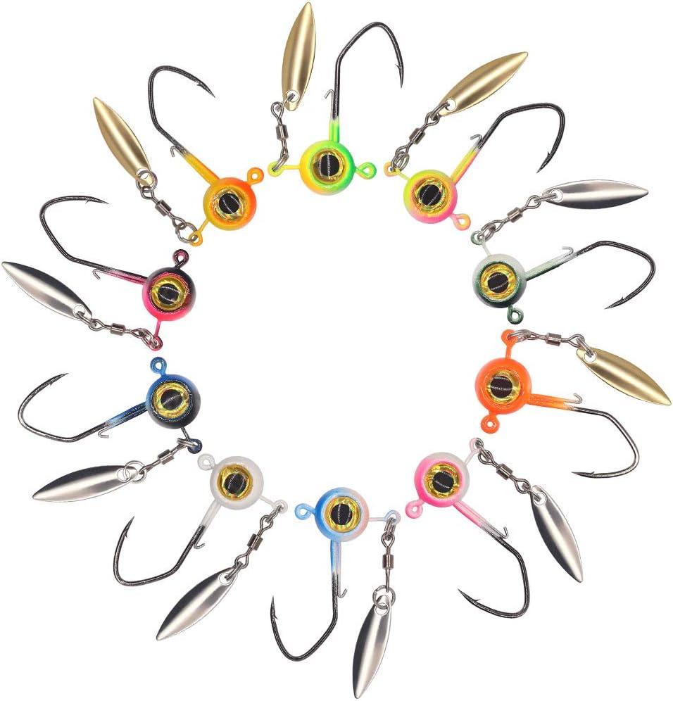 Crappie Jig Heads Kit with Underspin Spinner Blade - 30 Pack, 1/8 1/16 ...