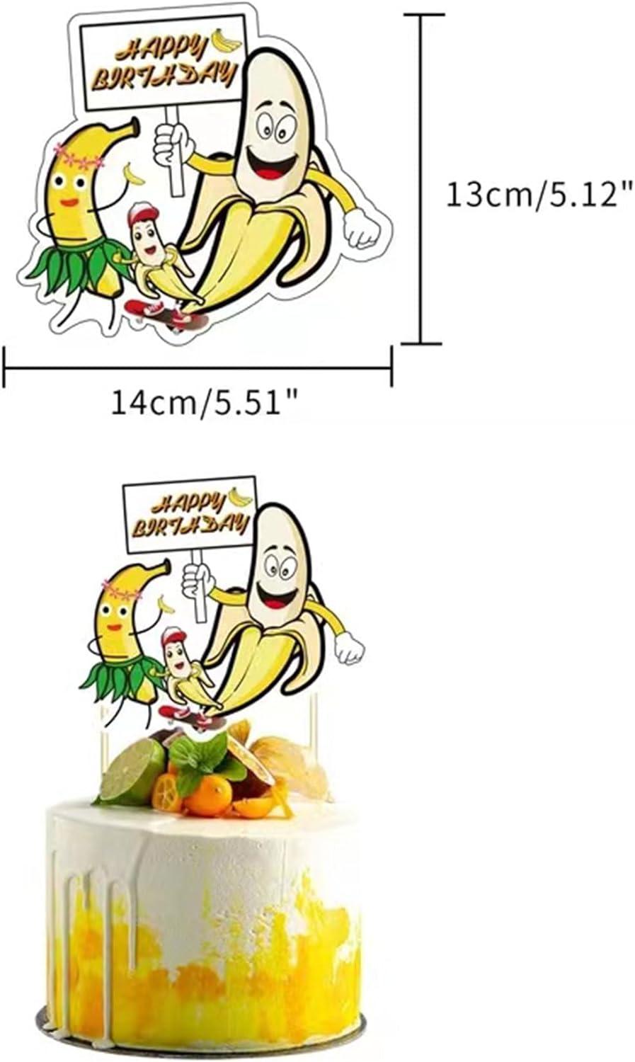 25 Pcs Banana Cake Toppers Cute Banana Cake Decorations Cartoon Fruit ...