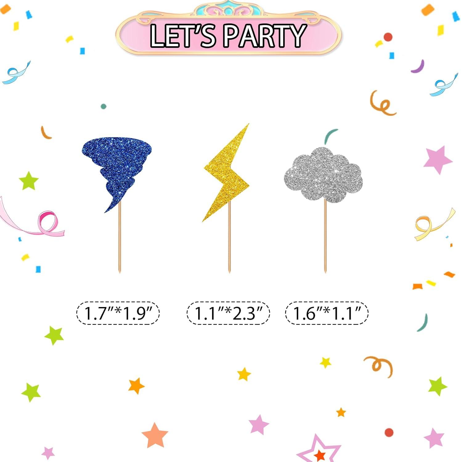 24pcs Tornado Cupcake Toppers Lightning Cupcake Toppers Colorful ...