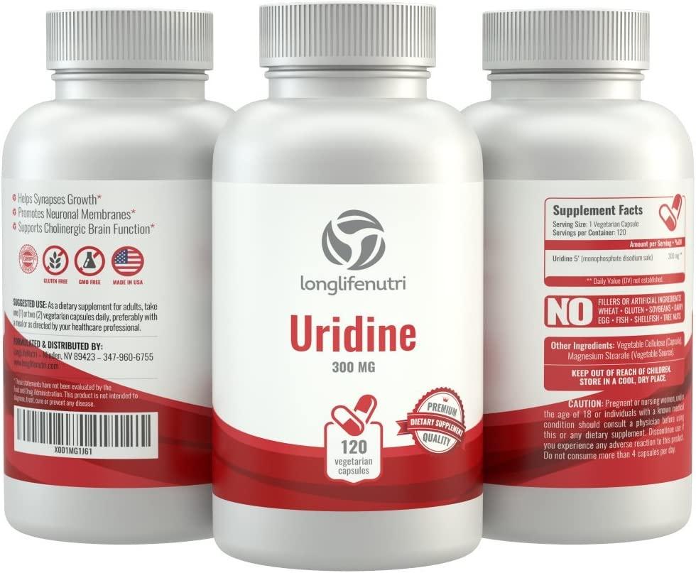 Uridine Monophosphate 300mg - Choline Enhancer for Memory & Brain ...