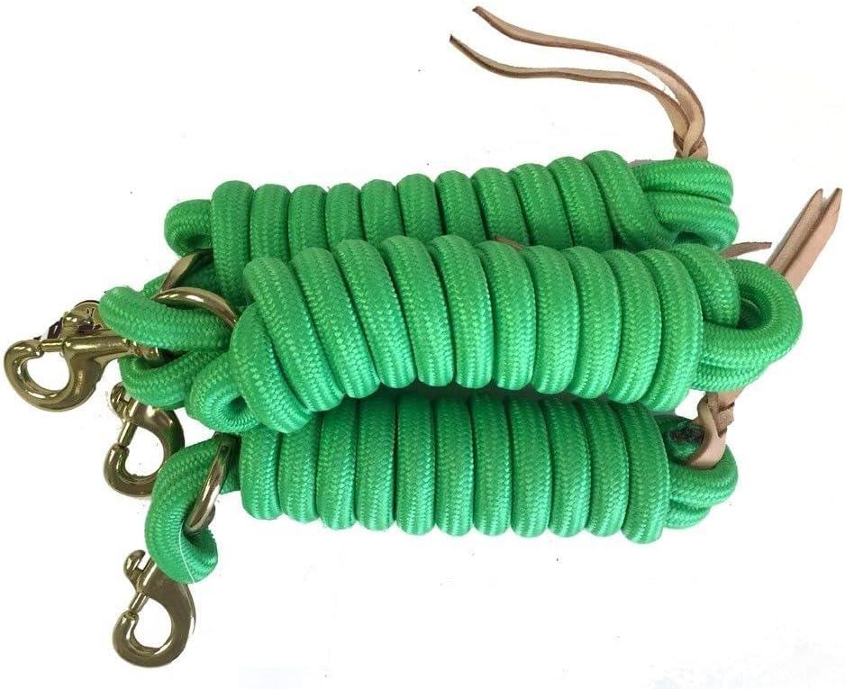 Set of 3 Green 9-Foot Nylon Lead Ropes with Leather Popper | Buy Now ...