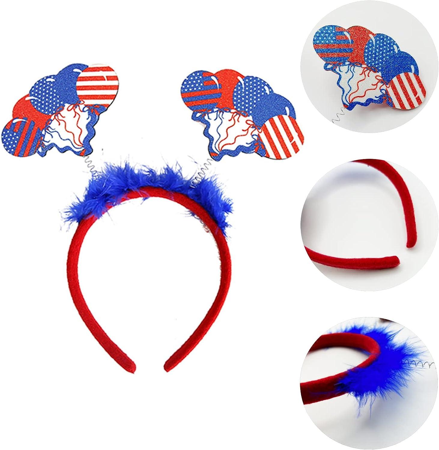 6 Pcs Patriotic Head Boppers 4th of July Headbands with Stars Uncle Sam ...